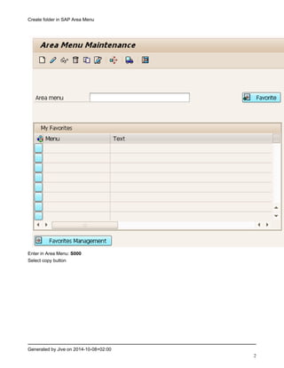 Sap basis create folder in sap area menu | PDF