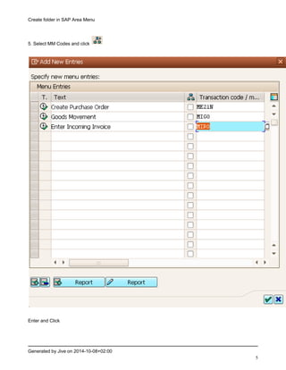 Sap basis create folder in sap area menu | PDF