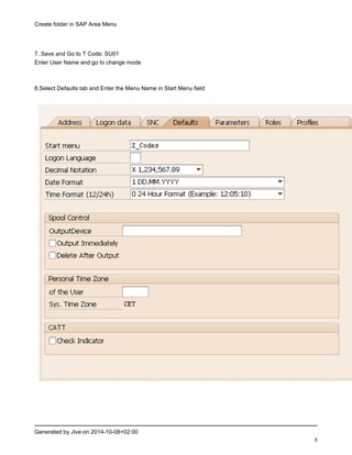 Sap basis create folder in sap area menu | PDF