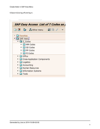 Sap basis create folder in sap area menu | PDF