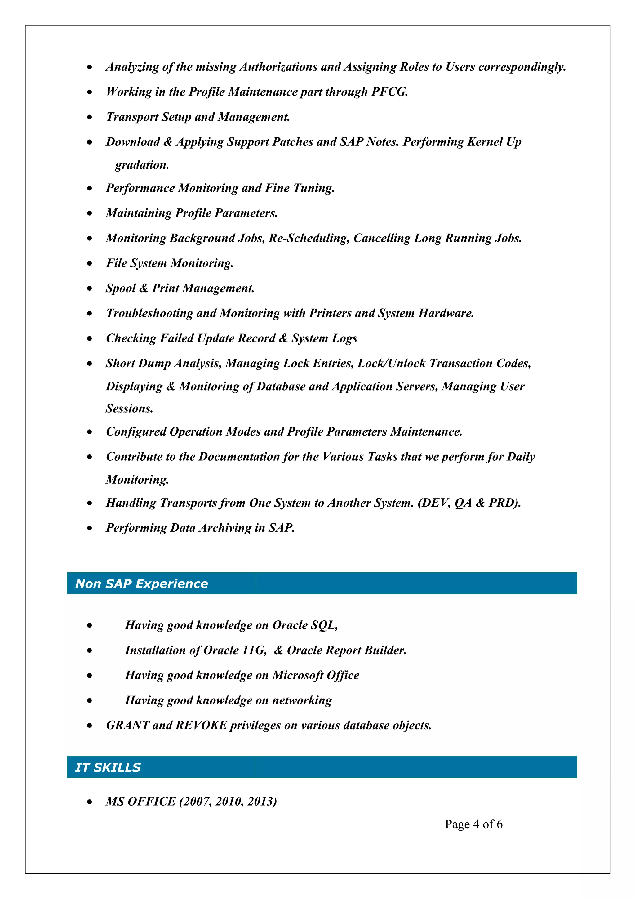 Sap basis cv | DOC