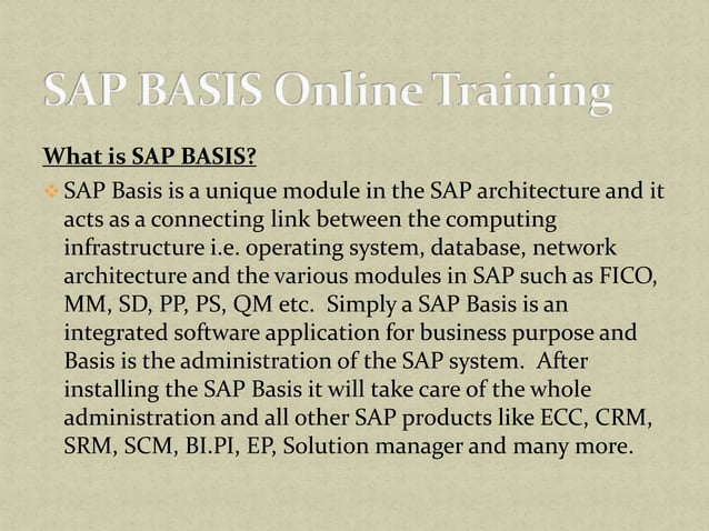 Sap basis online training | PPTX | Operating Systems | Computer ...