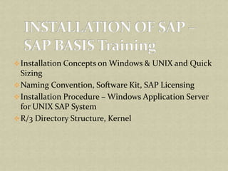 Sap basis online training | PPTX | Operating Systems | Computer Software and Applications