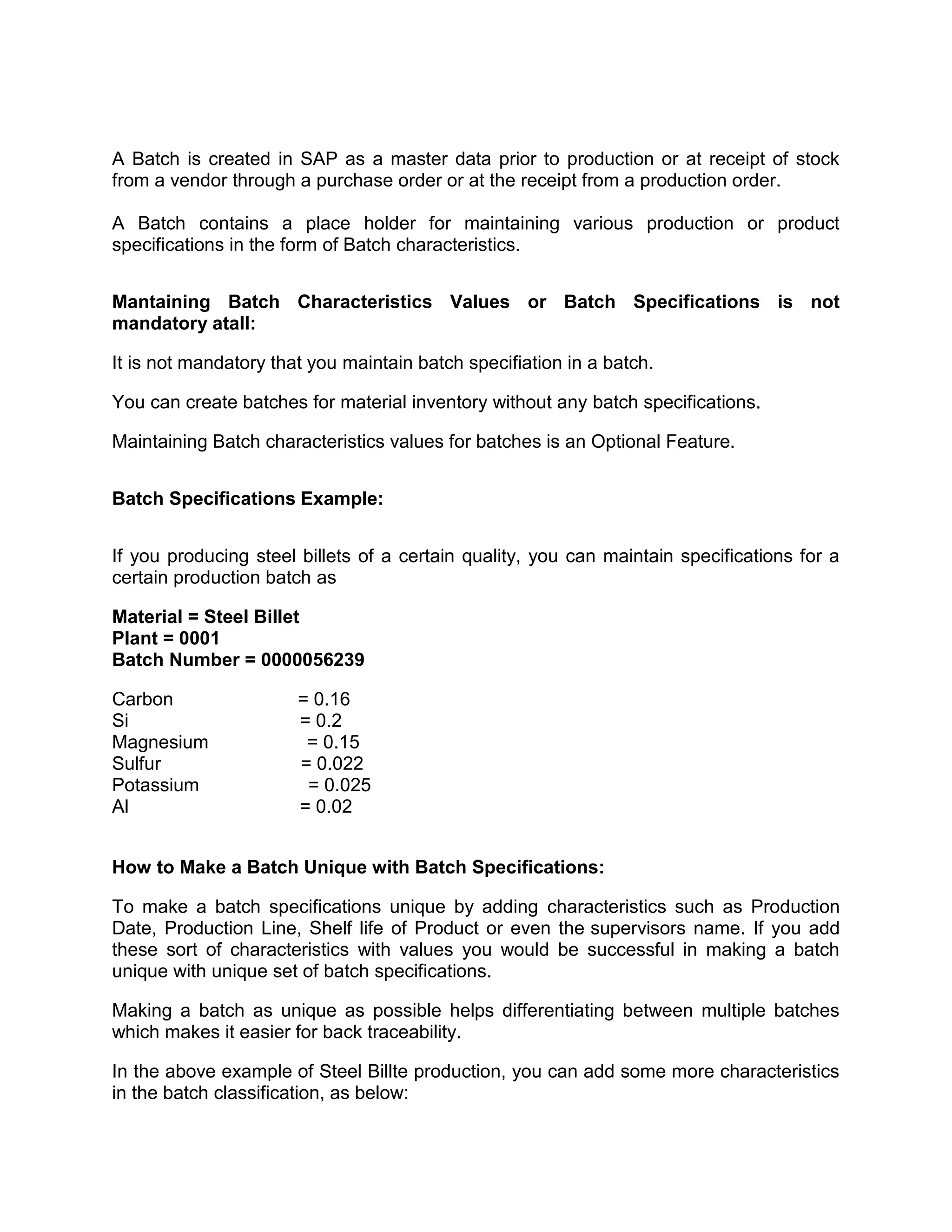 Sap batch management overview | DOCX