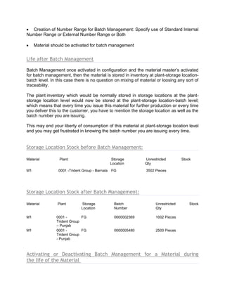 Sap batch management overview | DOCX