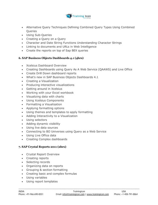 Sap bo online training | PDF | Databases | Computer Software and ...