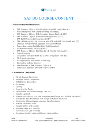 SAP BO ONLINE TRAINING | PDF