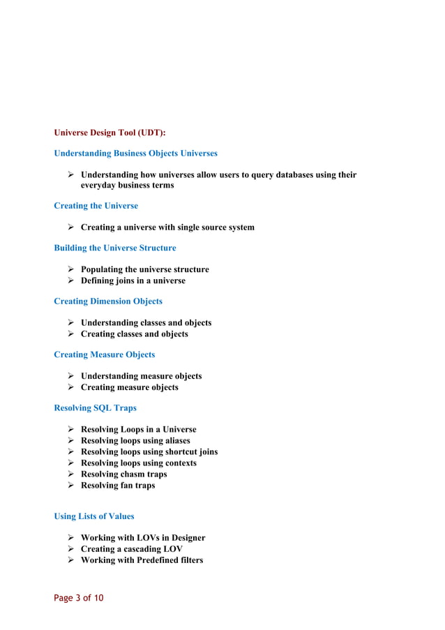 SAP Business Objects 4.2 Training Online | PDF