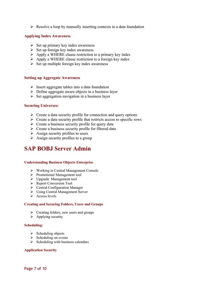 Training BOBJ SAP Online | PDF