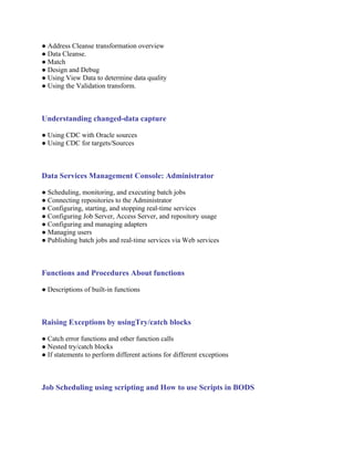 Sap bodi bods online training course | DOC