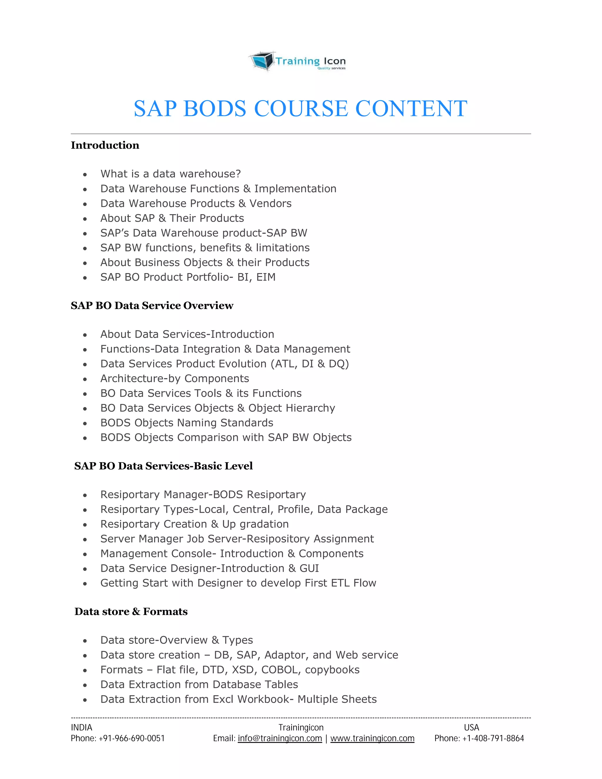 SAP BODS ONLINE TRAINING | PDF