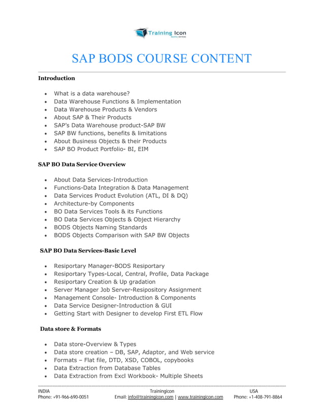 SAP BODS ONLINE TRAINING | PDF | Information Services Industry | Industries