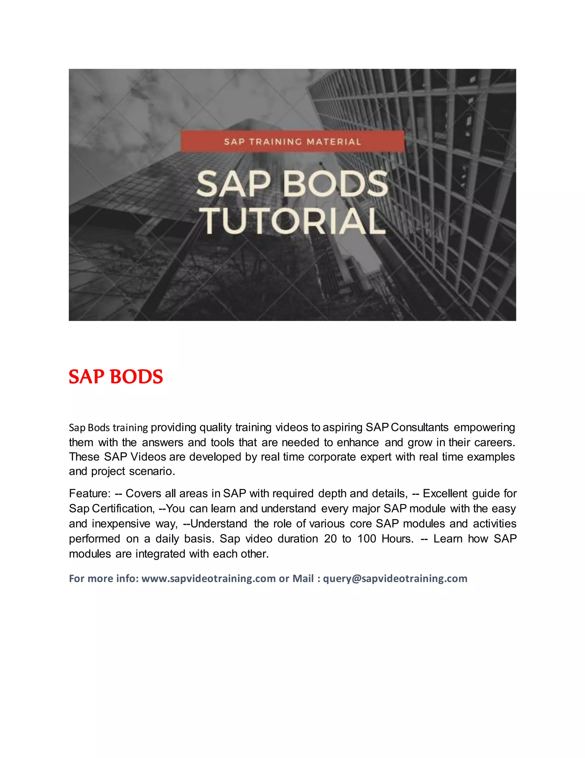 Sap Bods | DOCX | Business and Finance