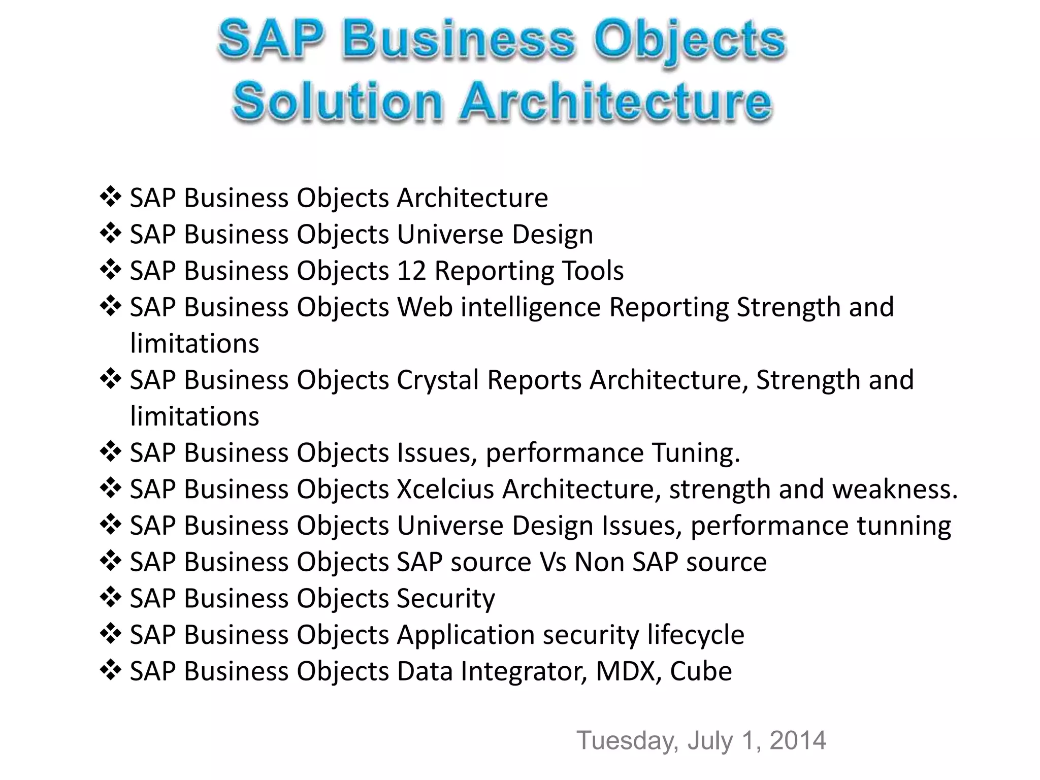 Sap Business Objects solutioning Framework architecture | PPTX