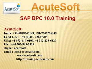 Sap bpc 10.0 training | PPT