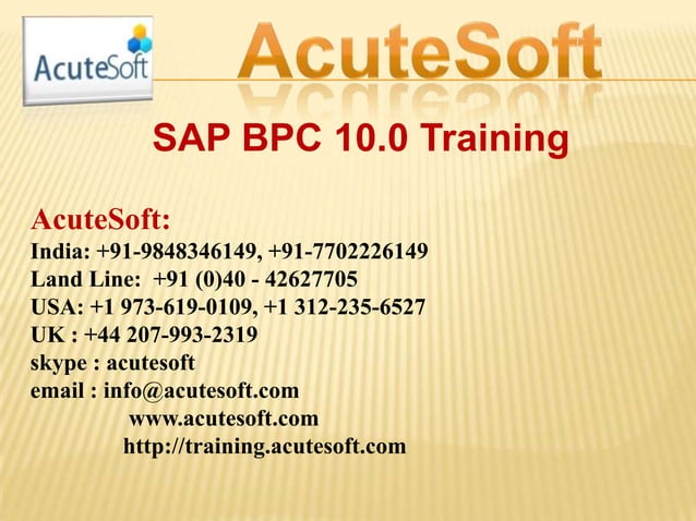 Sap bpc 10.0 training | PPT