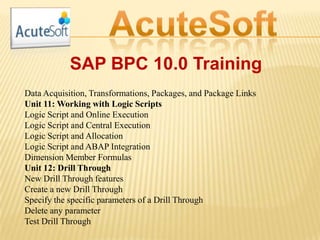 Sap bpc 10.0 training | PPT