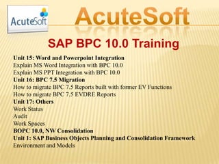Sap bpc 10.0 training | PPT