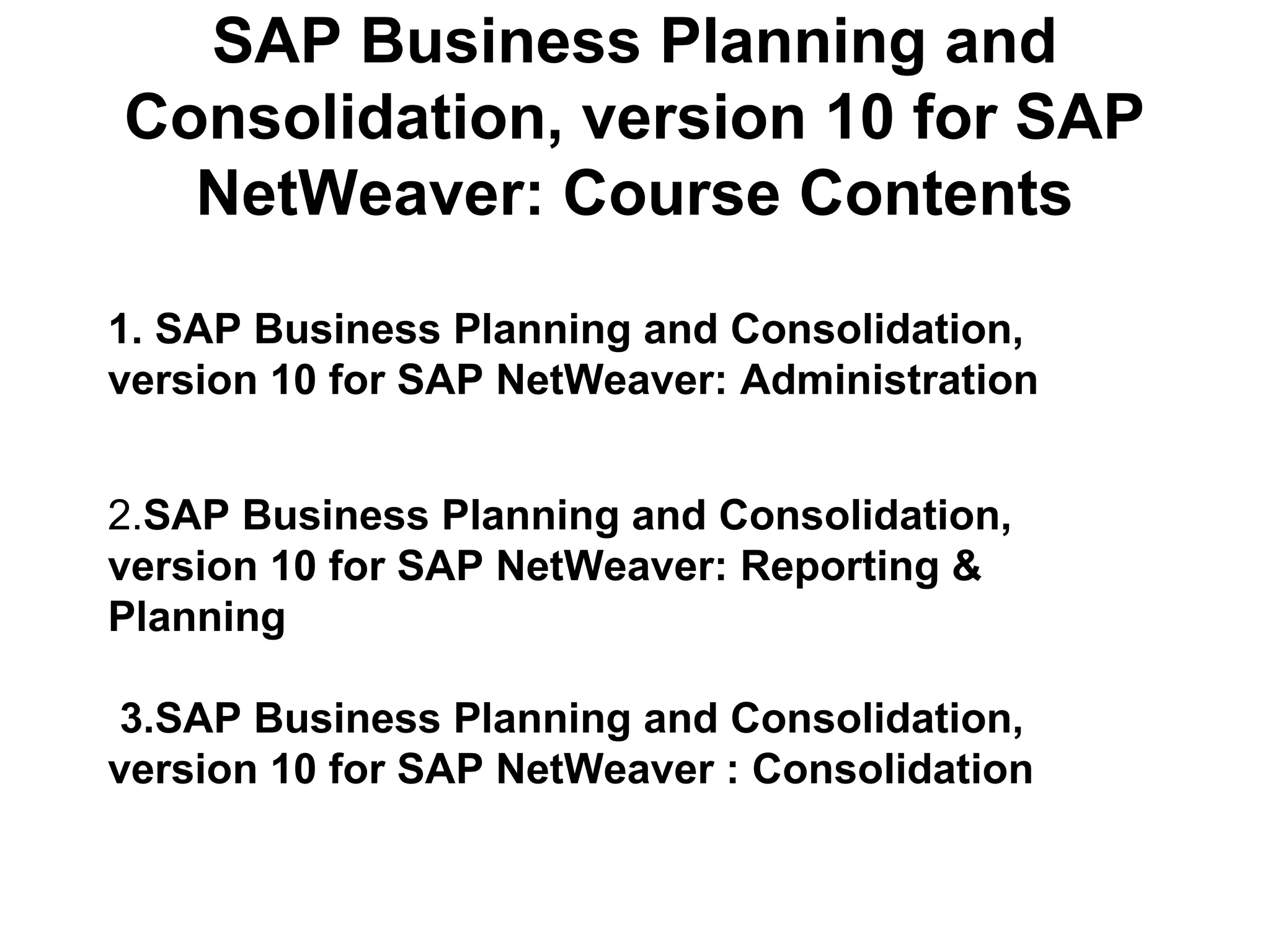 SAP Business Planning and Consolidation, version for SAP NetWeaver ...