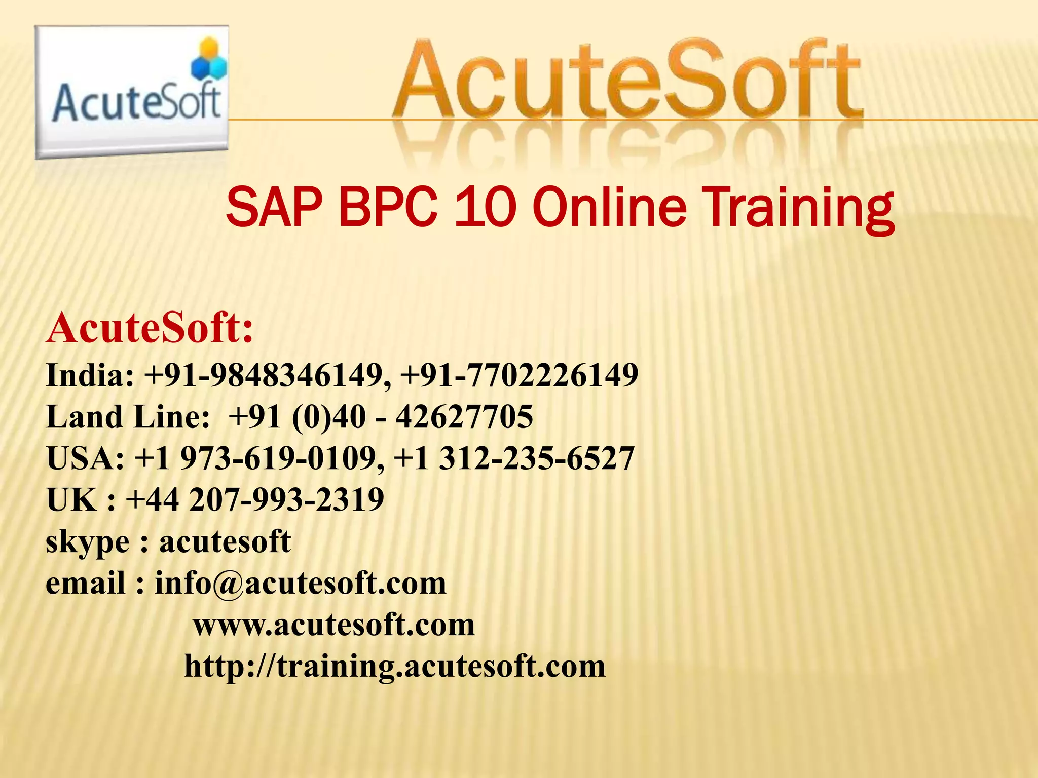 SAP BPC 10 ONLINE TRAINING | PPT
