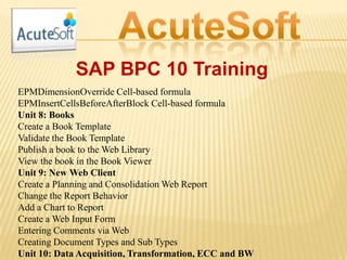Sap bpc 10 training | PPTX