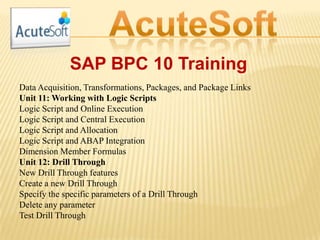 Sap bpc 10 training | PPTX