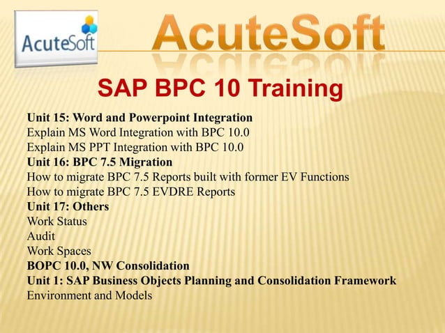 Sap bpc 10 training | PPTX