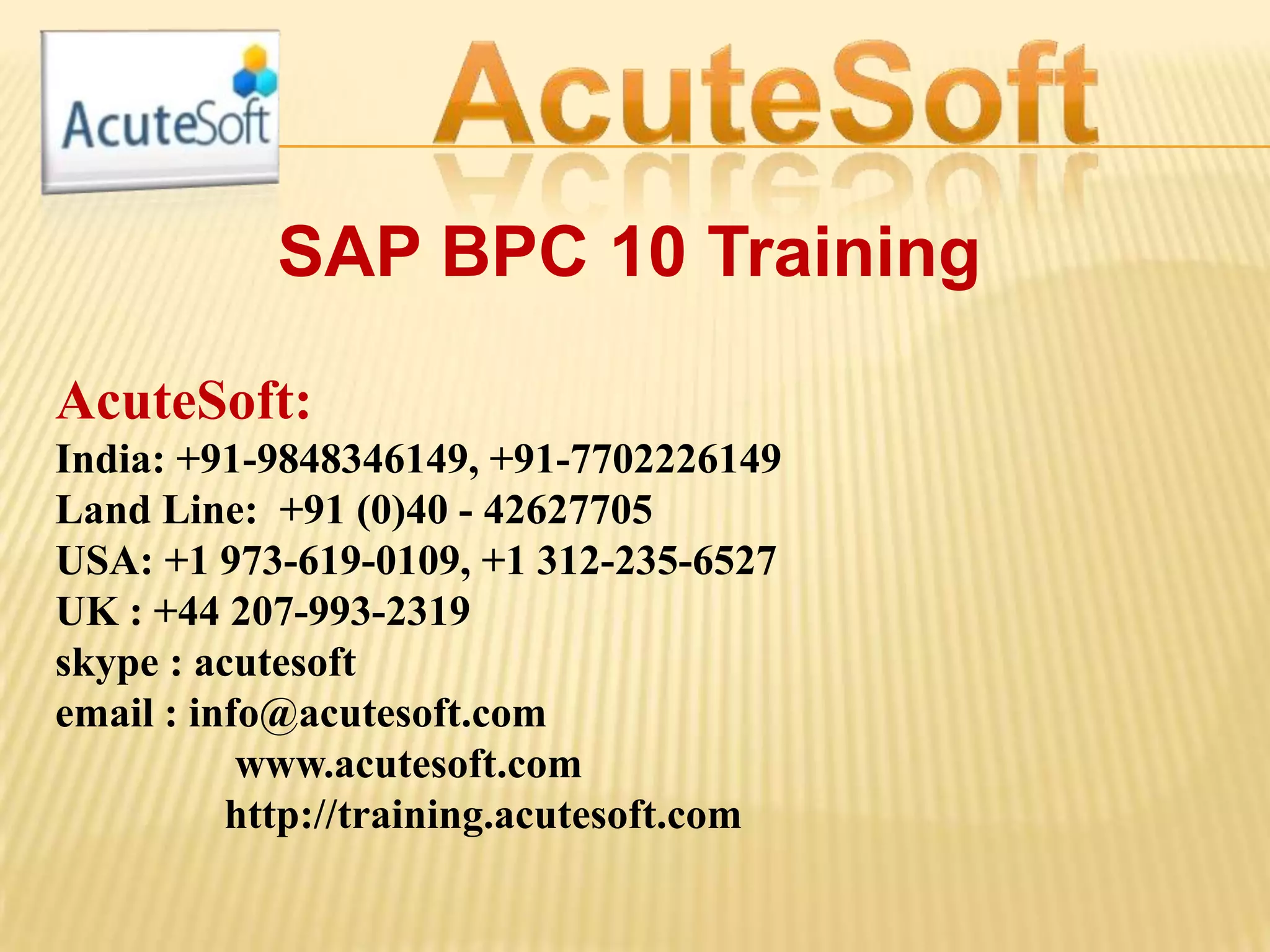 Sap bpc 10 training | PPTX