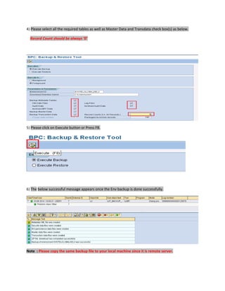 SAP BPC NW Backup from BW/BI Document | DOC