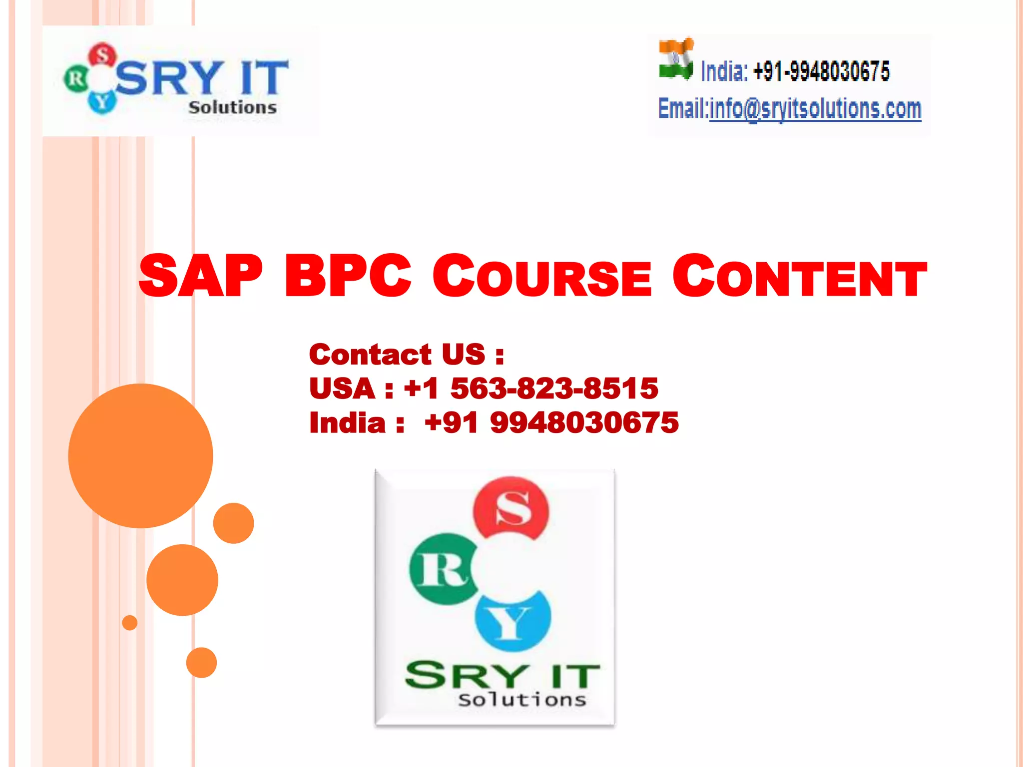 Sap bpc course content.. | PPT