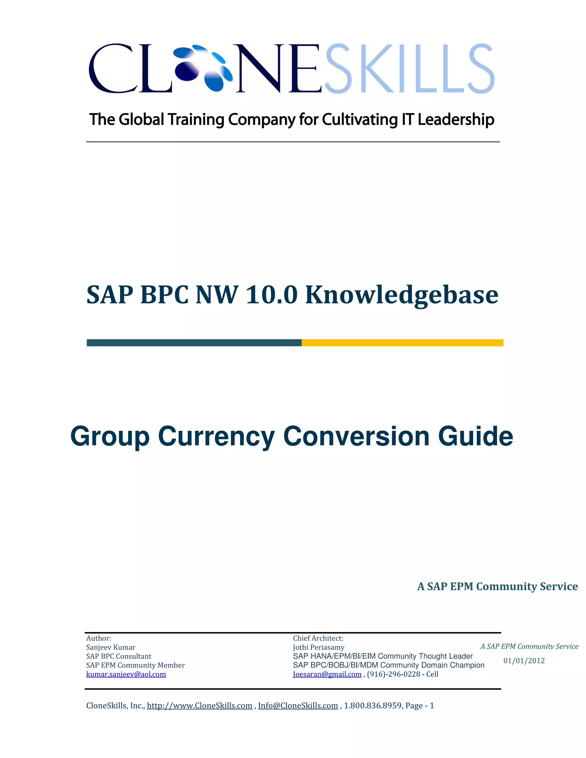 SAP BPC NW 10.0 Knowledgebase - Consolidations Group Currency ...
