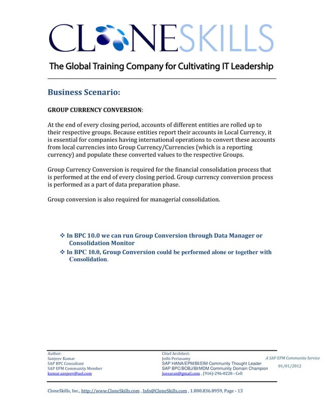 SAP BPC NW 10.0 Knowledgebase - Consolidations Group Currency conversion | PDF
