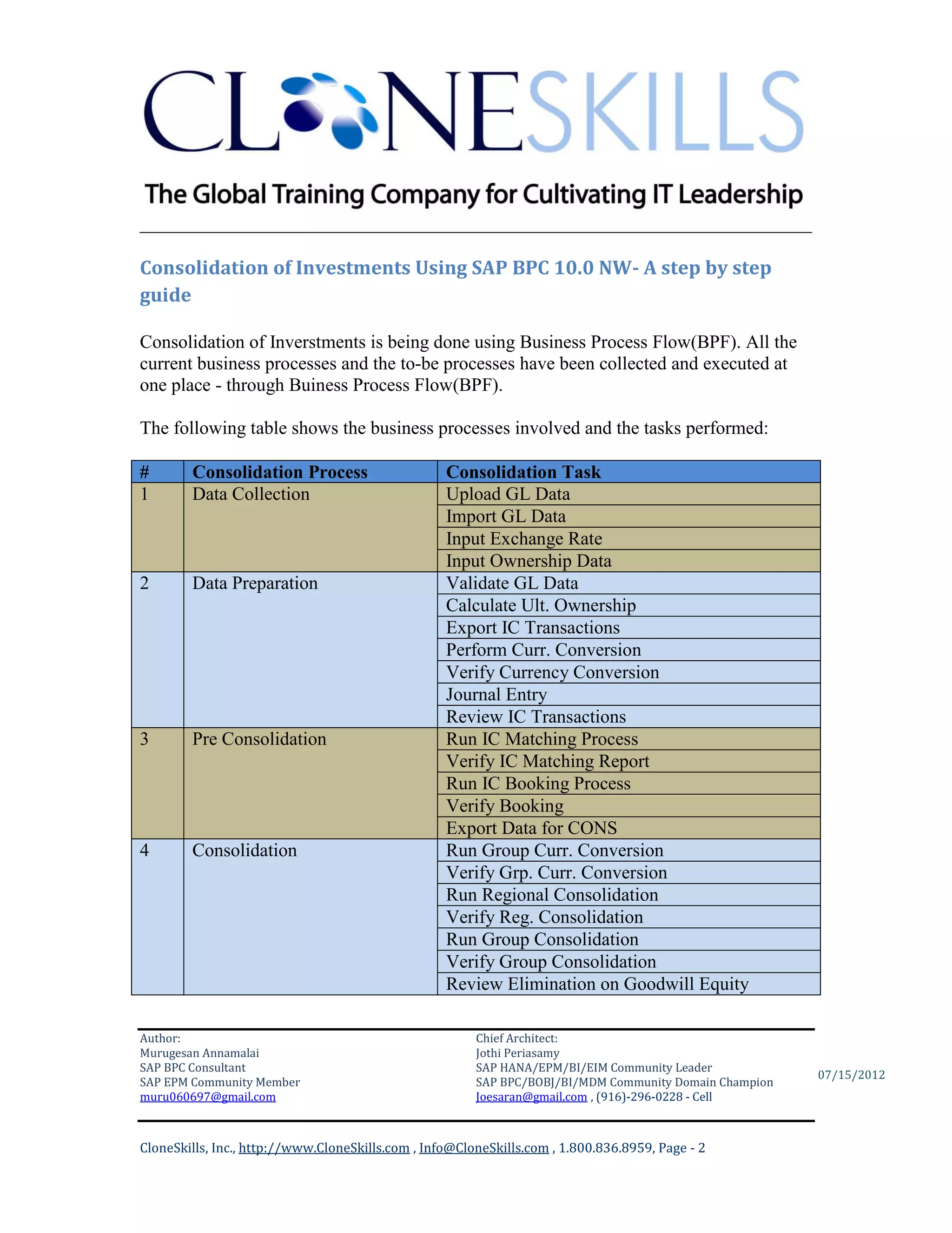 SAP BPC NW 10.0 Equity Based Consolidation Step by Step Guide | PDF ...