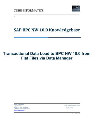 Sapbpc nw 10.0 transactional data load guide v1 | PDF