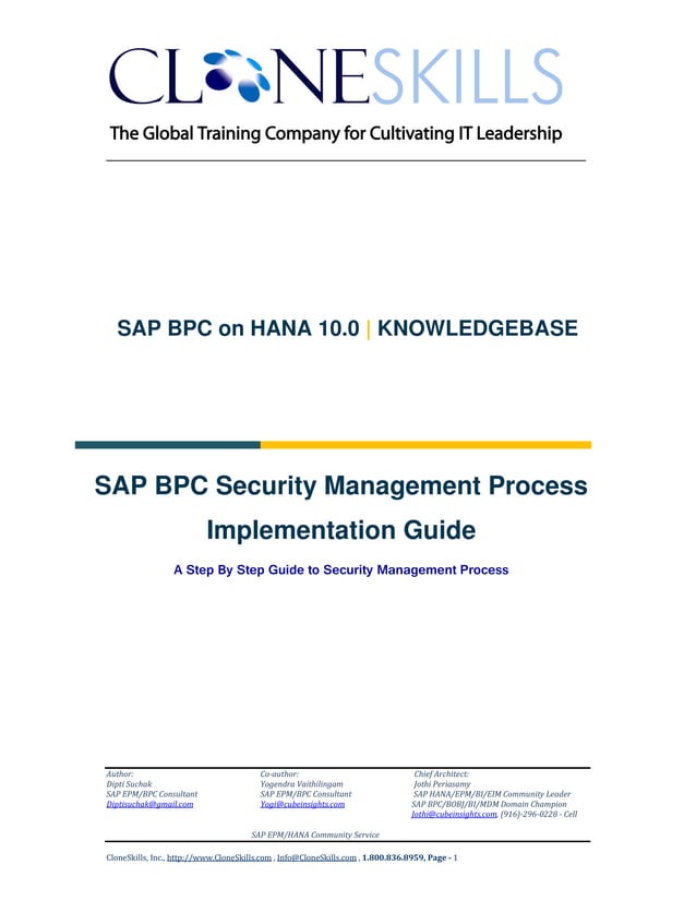 SAP BPC on HANA Security Management Process Implementation Guide v9 | PDF