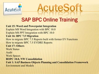 Sap bpc online training | PPTX