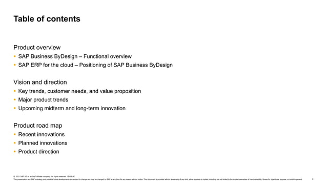 SAP Business ByDesign product Road Map April 2021 | PPT