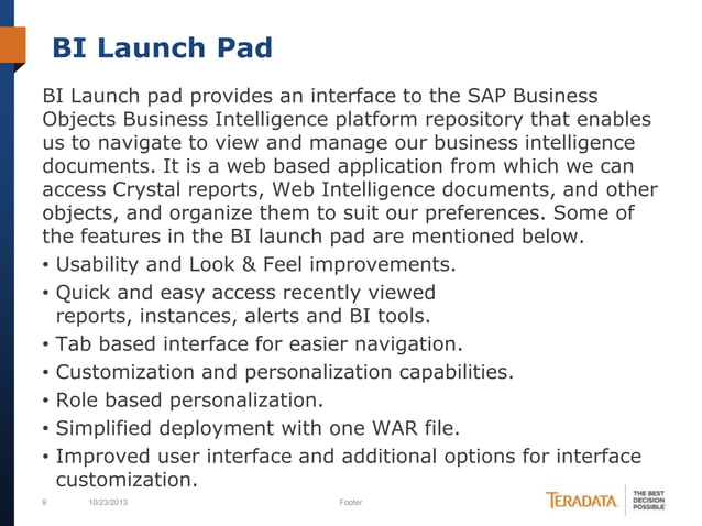Sap BusinessObjects 4 | PPTX