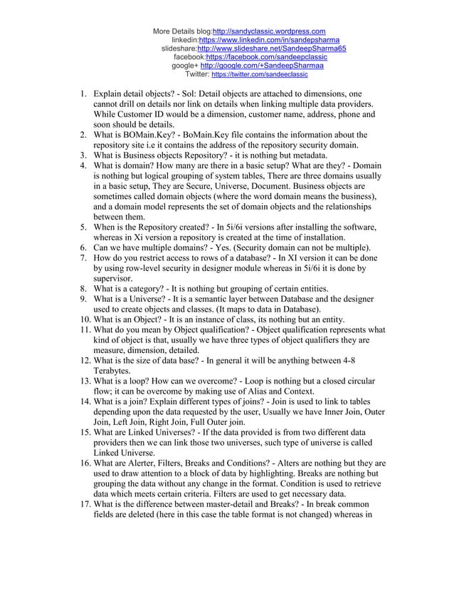 Sap business objects interview questions | PDF