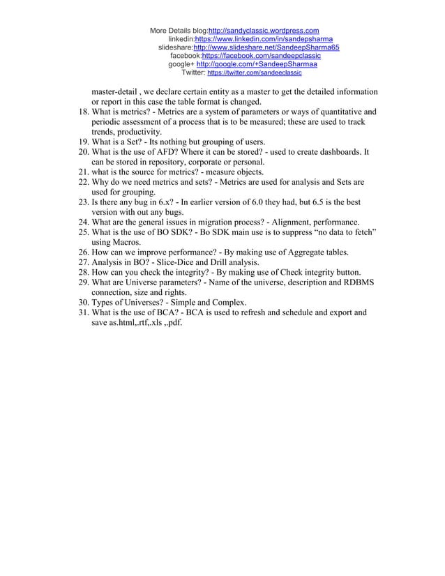 Sap business objects interview questions | PDF