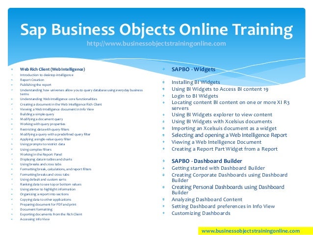 Sap business objects training - SAP BO Online Training