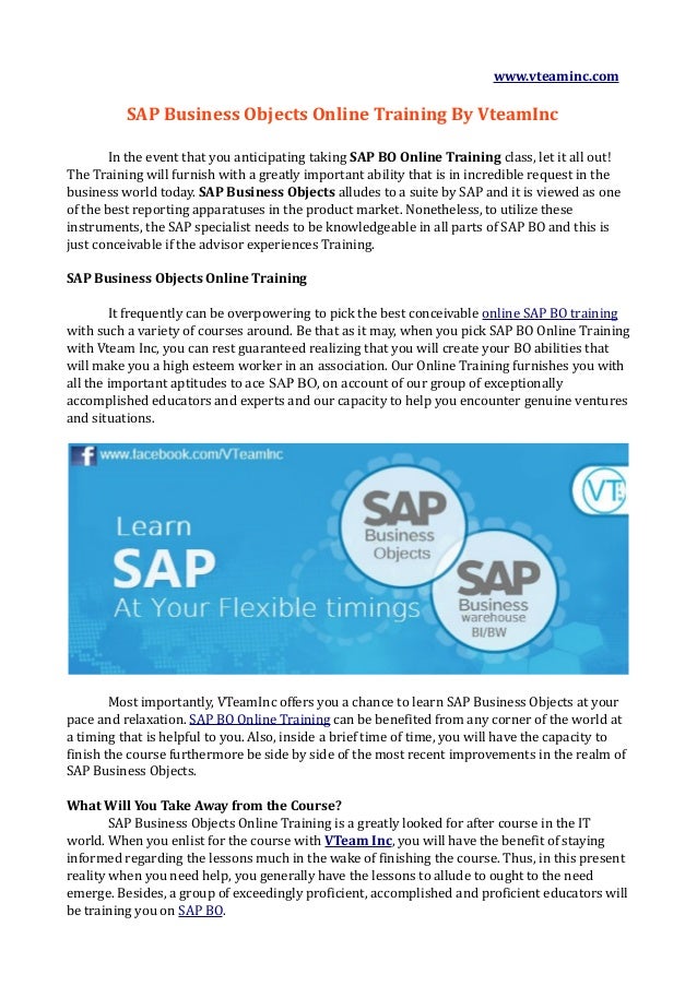 SAP business objects online training by v team inc