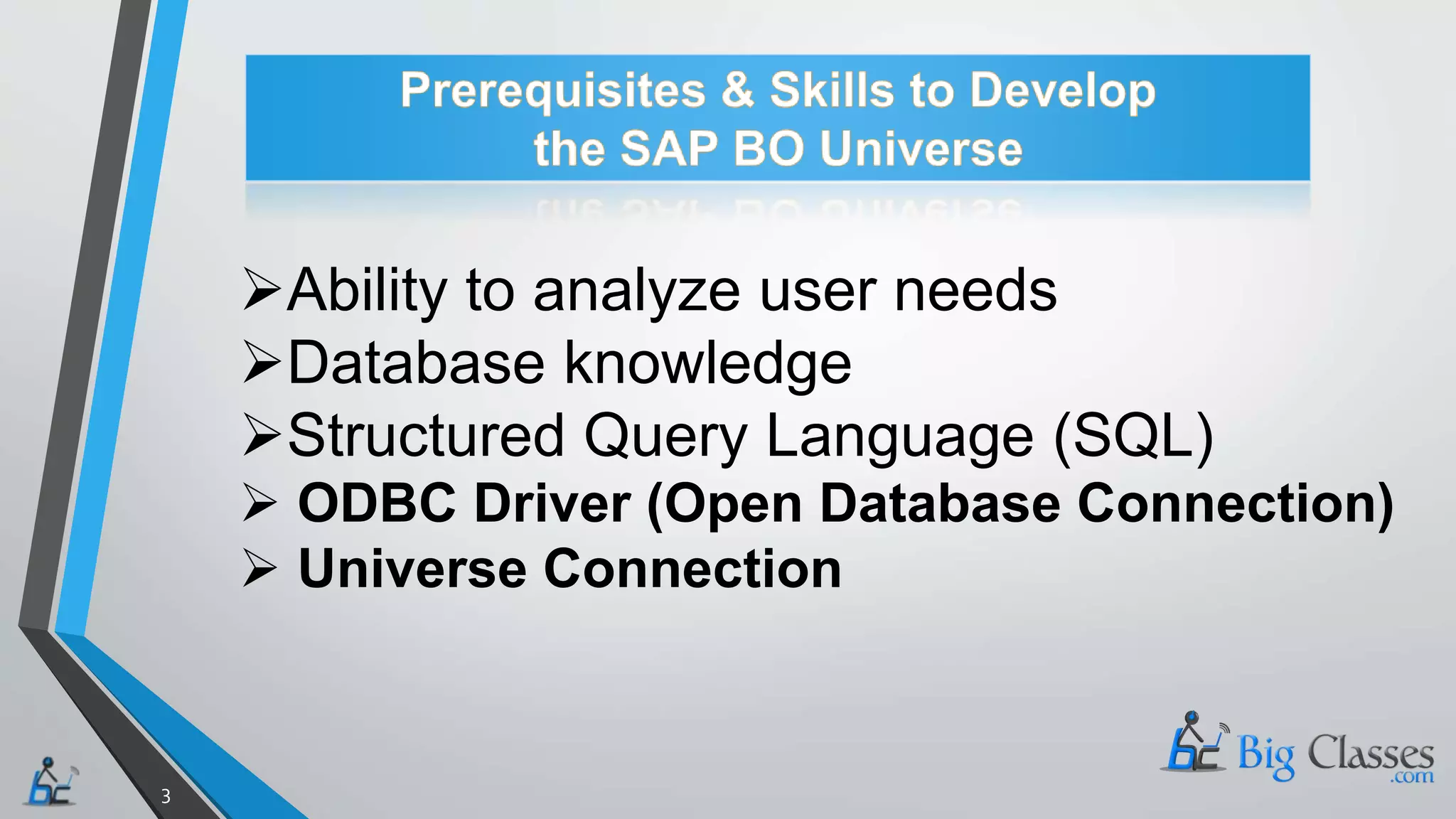 SAP Business Objects Universe Designer & Introduction to Business Intelligence Consumer Services ...