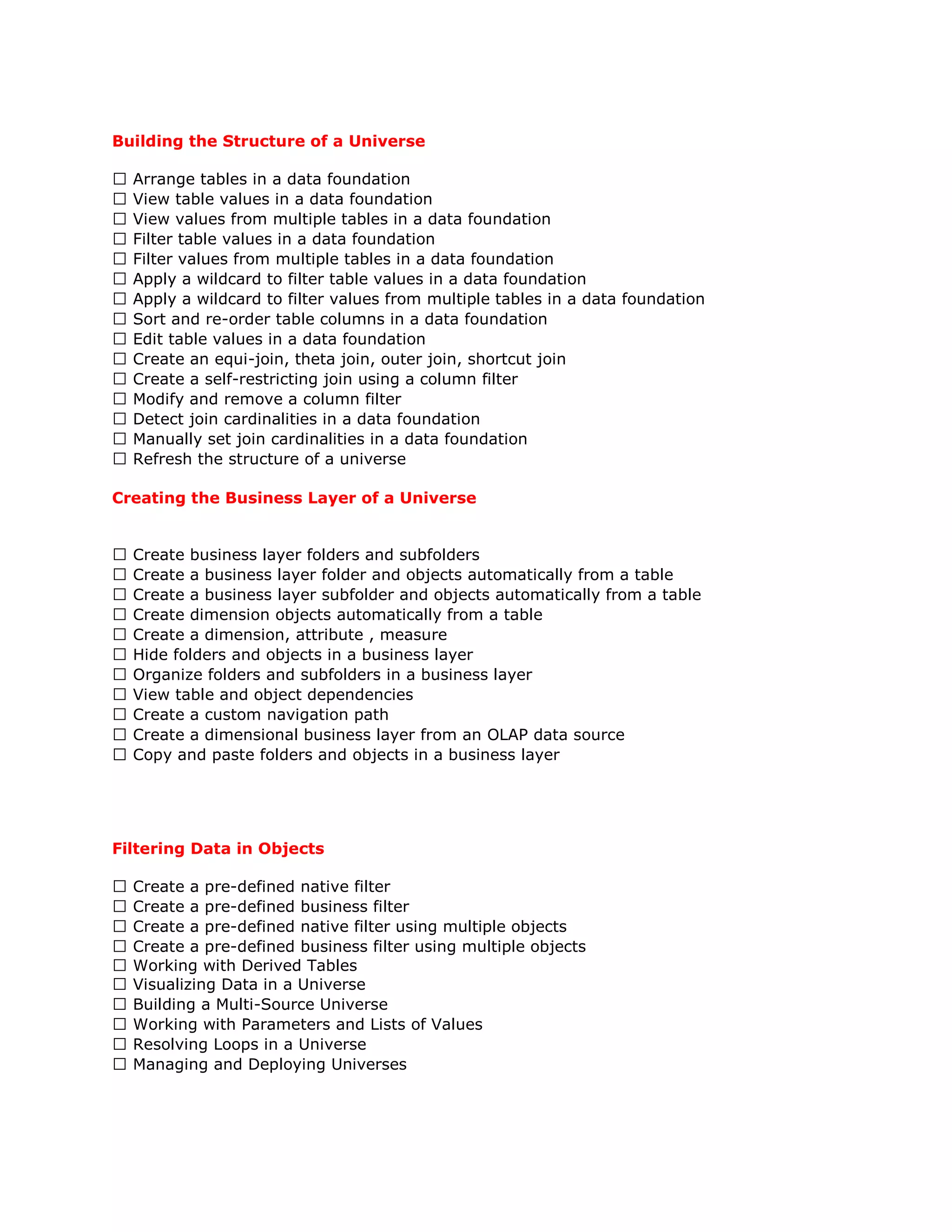 Sap business objects xir3.03.1, bi 4.0 & 4.1 training | PDF