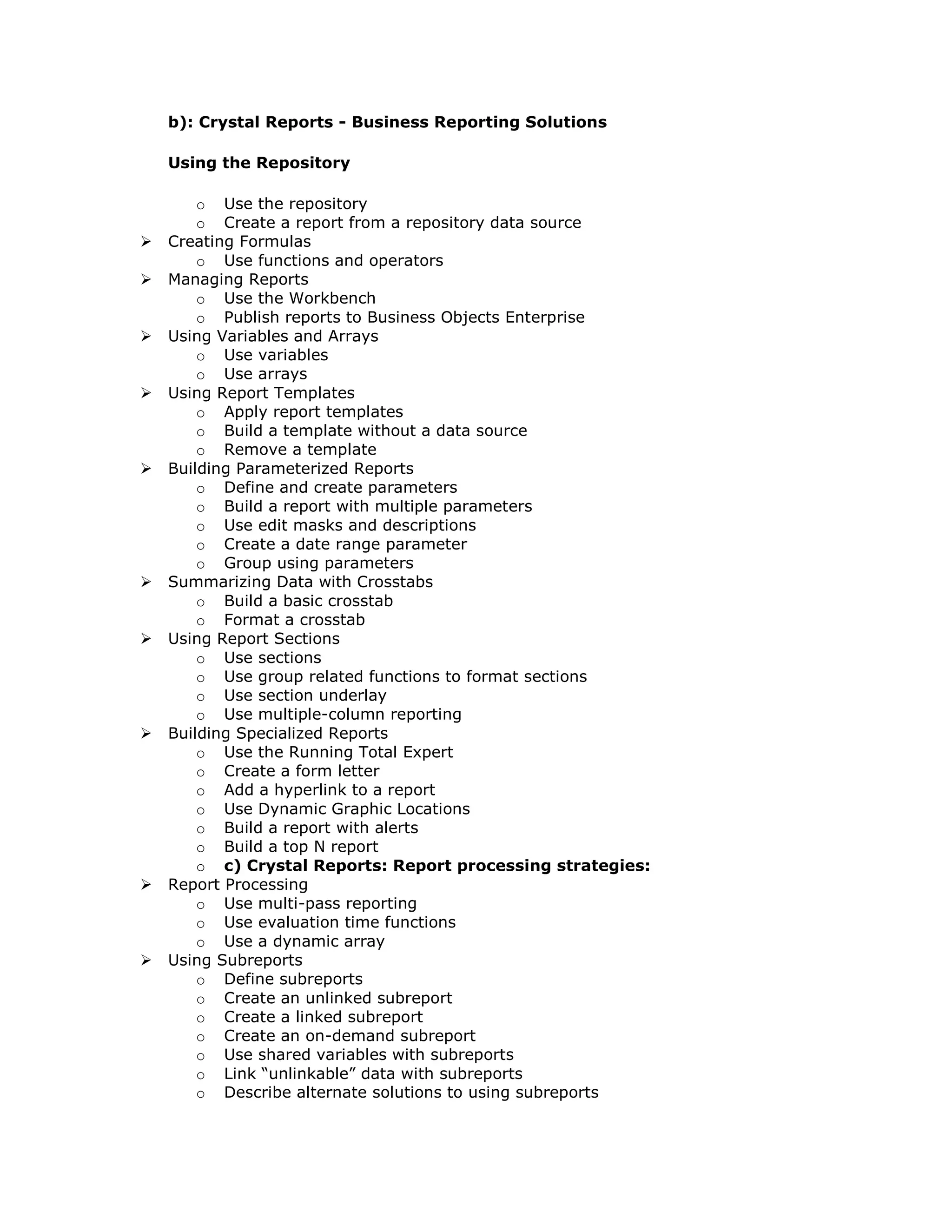 Sap Business Objects Xir3 03 1 Bi 4 0 And 4 1 Training Pdf