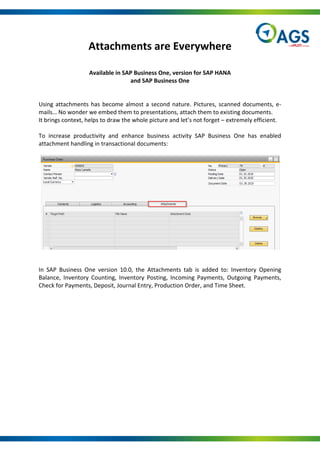 SAP Business One Quickhit: Attachments Are Everywhere | PDF