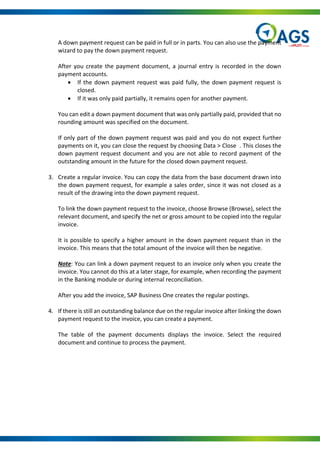 SAP Business One Quickhit: Using Down Payment Request | PDF
