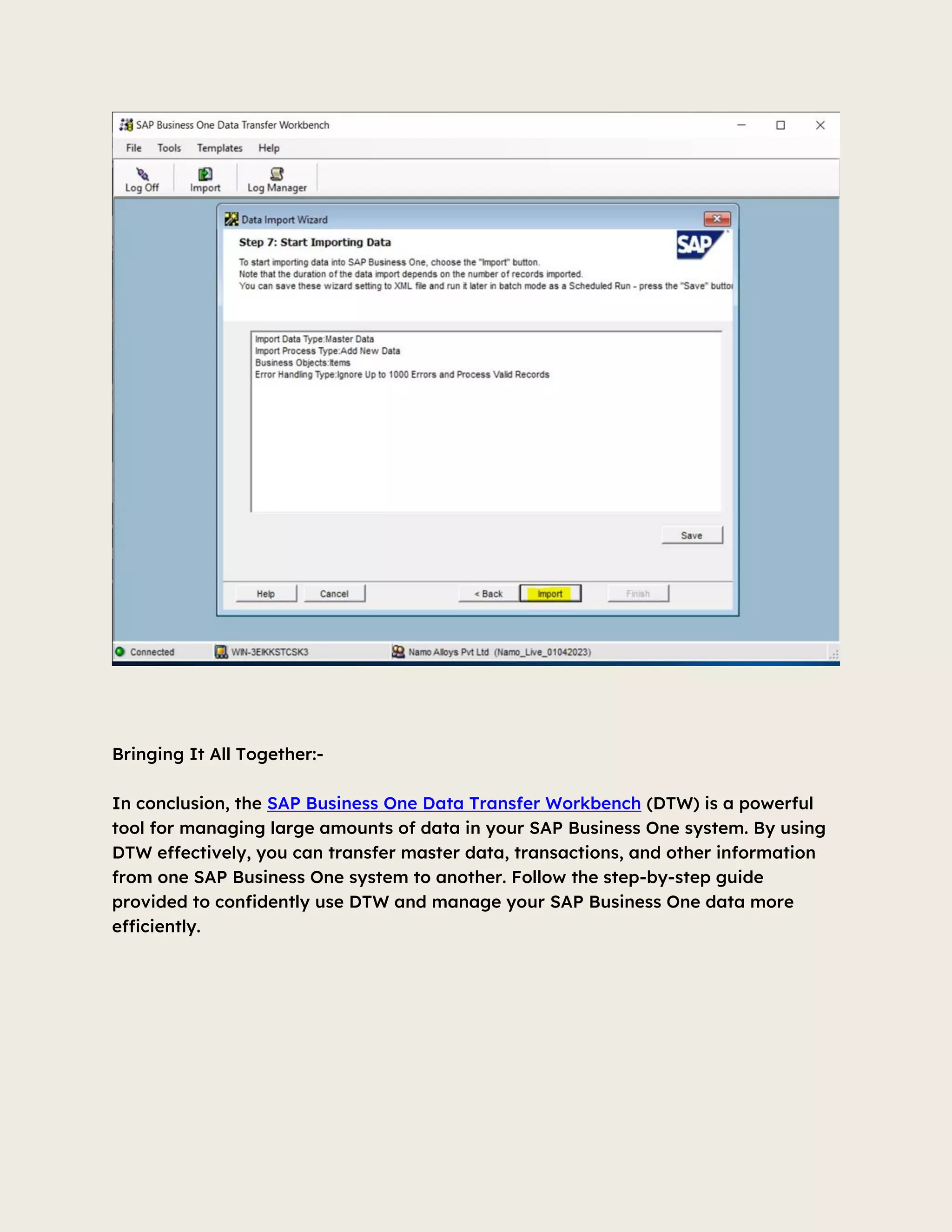Sap Business One Data Transfer Workbench Tool Pdf Databases