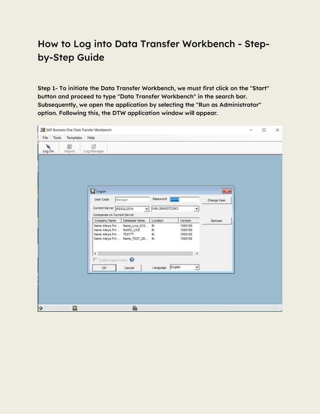 SAP Business One Data Transfer Workbench Tool | PDF | Databases ...