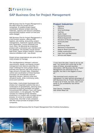 SAP Business One for Project Management | PDF